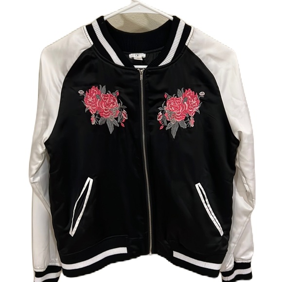 bp | Jackets & Coats | Bp Girl Jacket Bomber Varsity Style Black White ...
